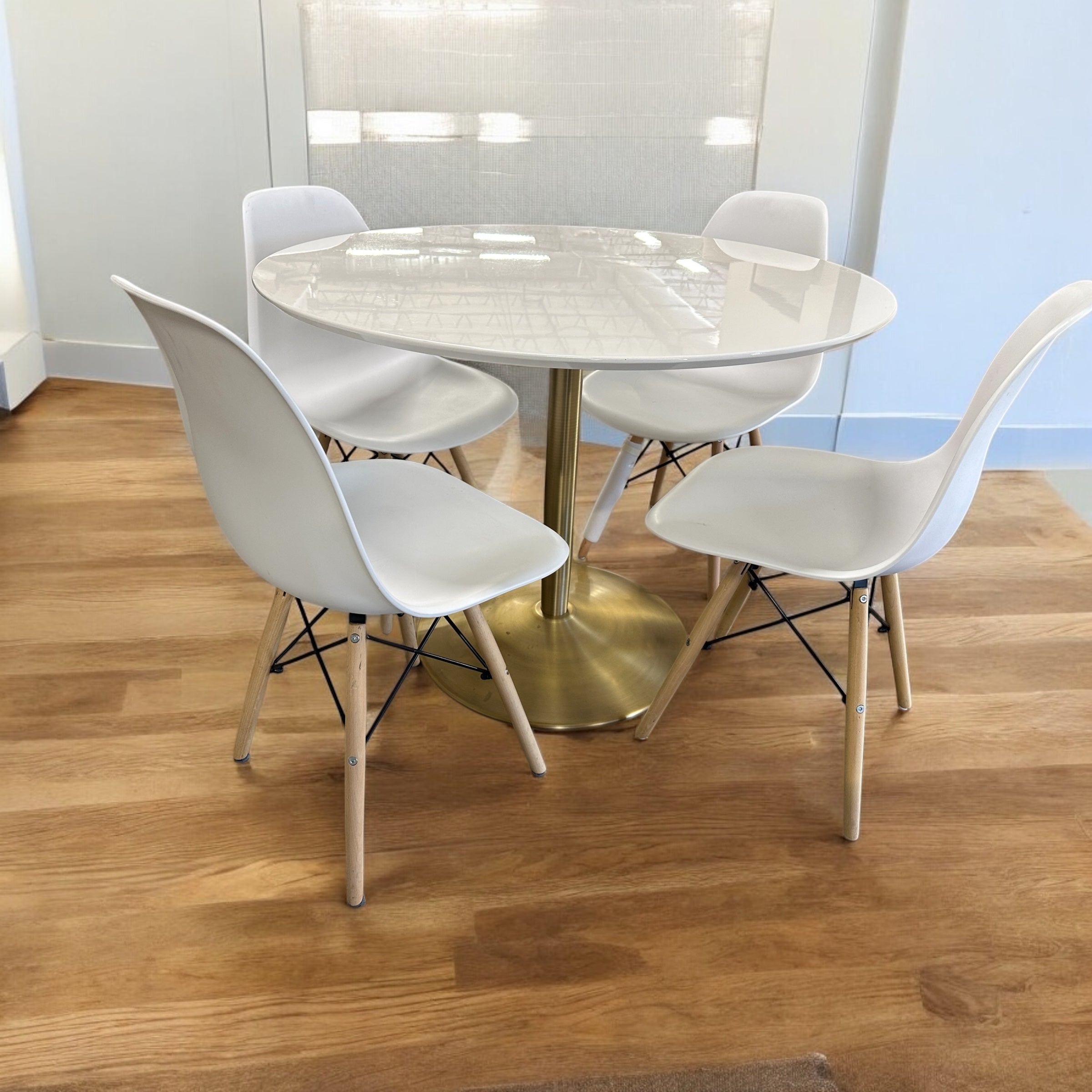 CB2 Odyssey Brass Dining Table w/ Chairs – Fresh Start Furniture